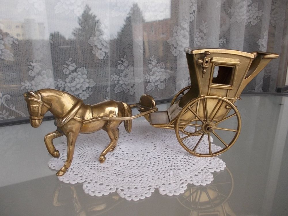 Grosse 37 cm Messing Figur Pferd Kutsche Gespann 60er Jahre (Gebraucht) in Ostermundigen für CHF ...