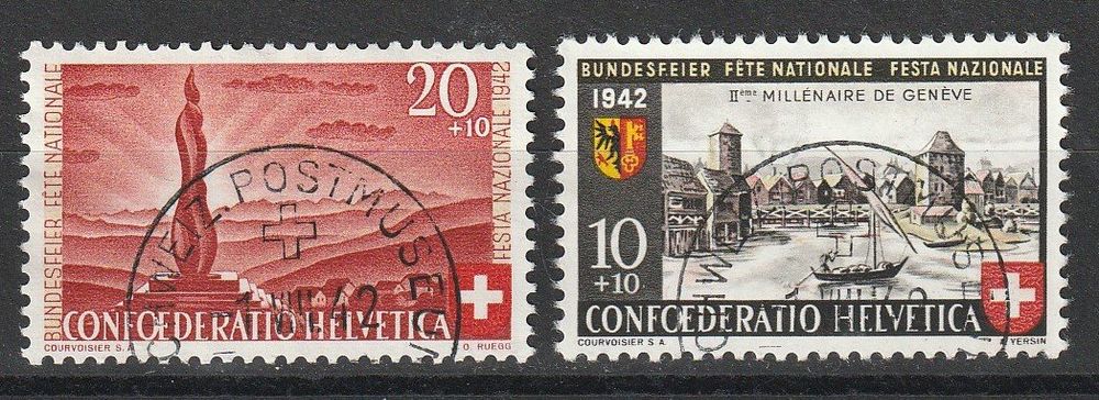 1942 Pro Patria, Halbmond-Stempel 01.08.1942 PTT-Museum BERN (Gebraucht) in Homburg für CHF 6 ...