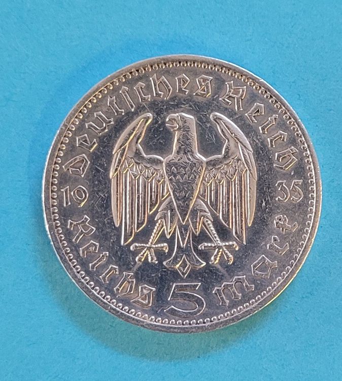 5 ReichsMark 1935 F Silber "Nazi-Deutschland" TopErhaltung (Gebraucht) in Oberriet SG für CHF 13 ...