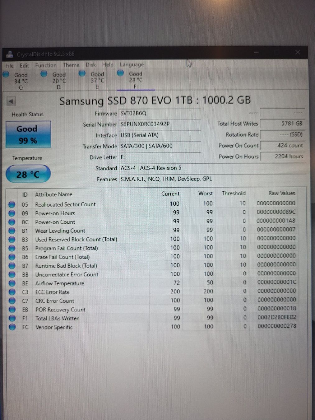 Samsung 870 EVO SSD 1TB 2.5 Zoll SATA (Gebraucht) in Unterengstringen ...