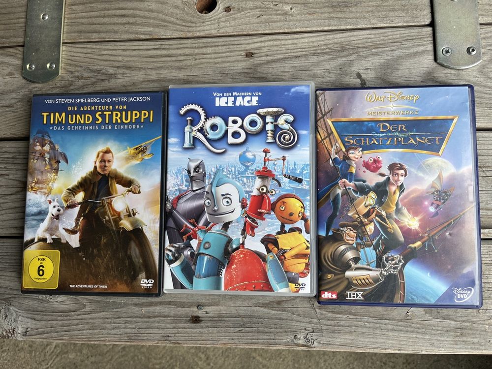 3 DVDs Abenteuer Familie: Robots, Tim und Struppi, Schatzpla | Kaufen auf Ricardo