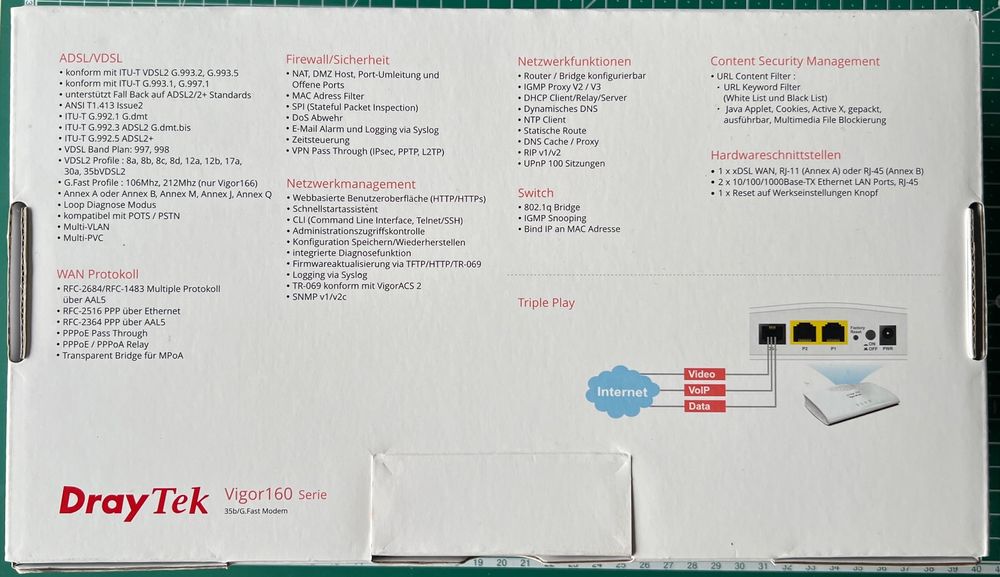 Draytek Vigor 166 VDSL G.Fast Modem in Originalverpackung (Gebraucht ...