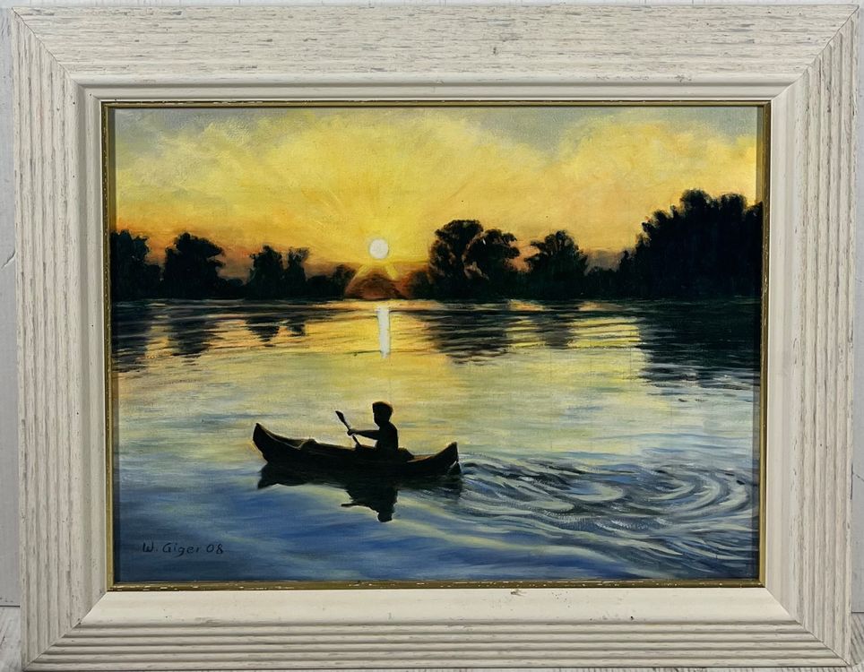 Walter Giger - Gemälde, Seelandschaft in Sonnenuntergang (Gebraucht) in ...