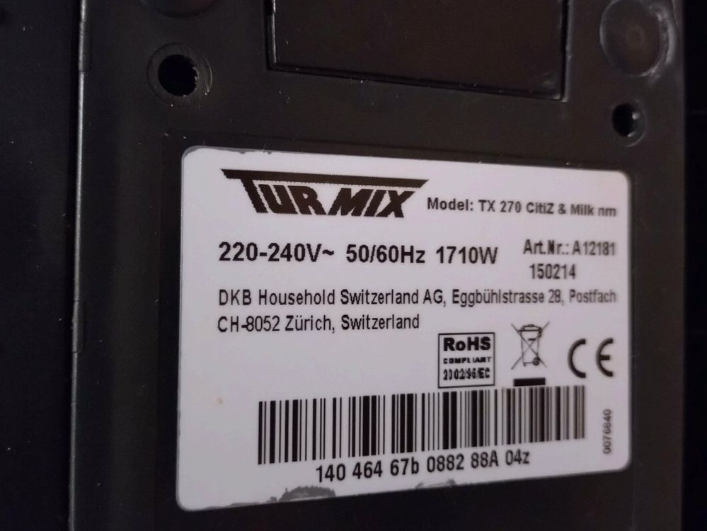 Turmex Nespresso Kaffeemaschine (TX 270 CitiZ & Milk nm) (Gebraucht) in ...