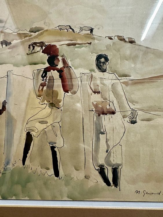 Personnages et bétails, signé Nanette GENOUD 1937. | Kaufen auf Ricardo