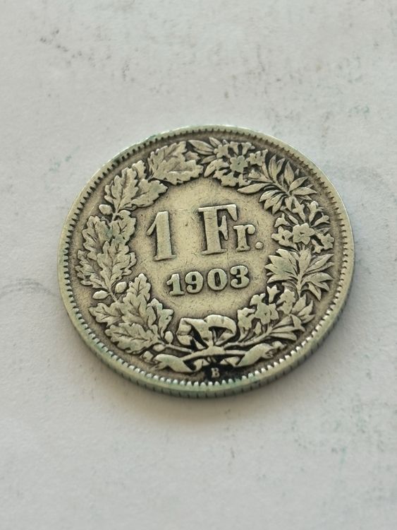 Silbermünze Helvetia 1 Fr. 1903 B (Gebraucht) in Langnau am Albis für CHF 3.5 – mit Lieferung ...