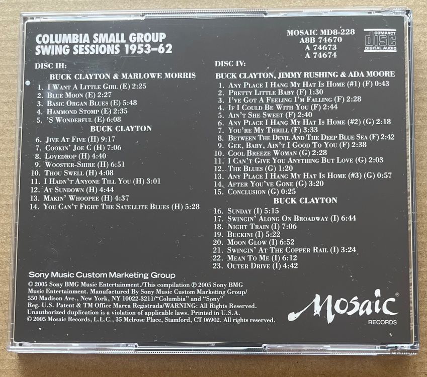 Columbia Small Group Swing Sessions 1953-62, Mosaic Records (Gebraucht ...