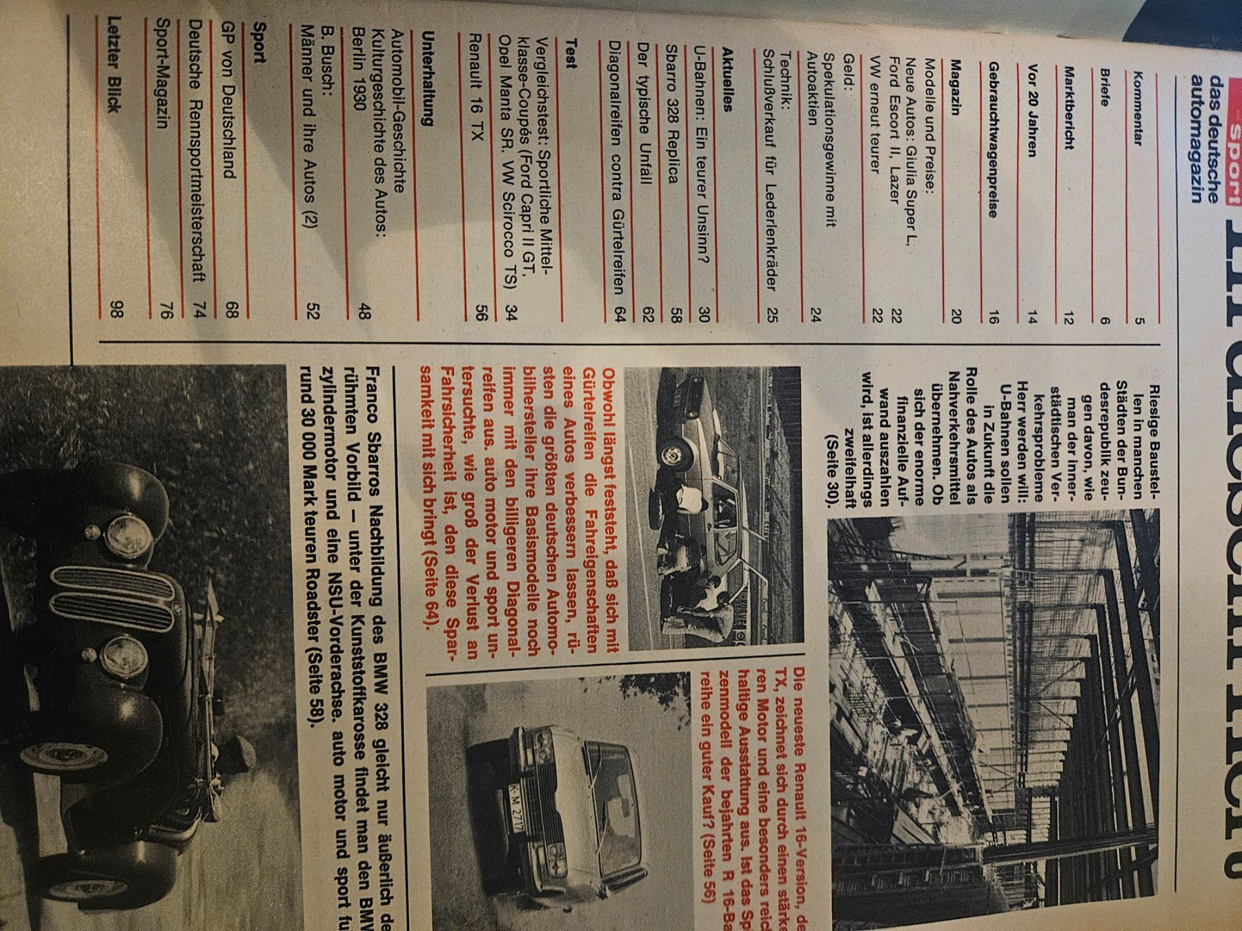 AMS 17/74 VW Scirocco Opel Manta Capri Sbarro 328 R 16 TX xx (Gebraucht ...