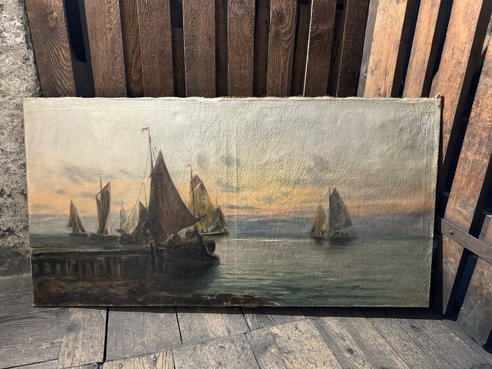 Ecole XIXe s, vue du lac leman signature illisible | Acheter sur Ricardo