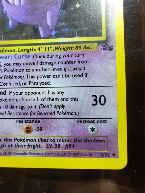 Pokémon Gengar Fossil 1st Edition Holo (1999) Played (Neu (gemäss ...