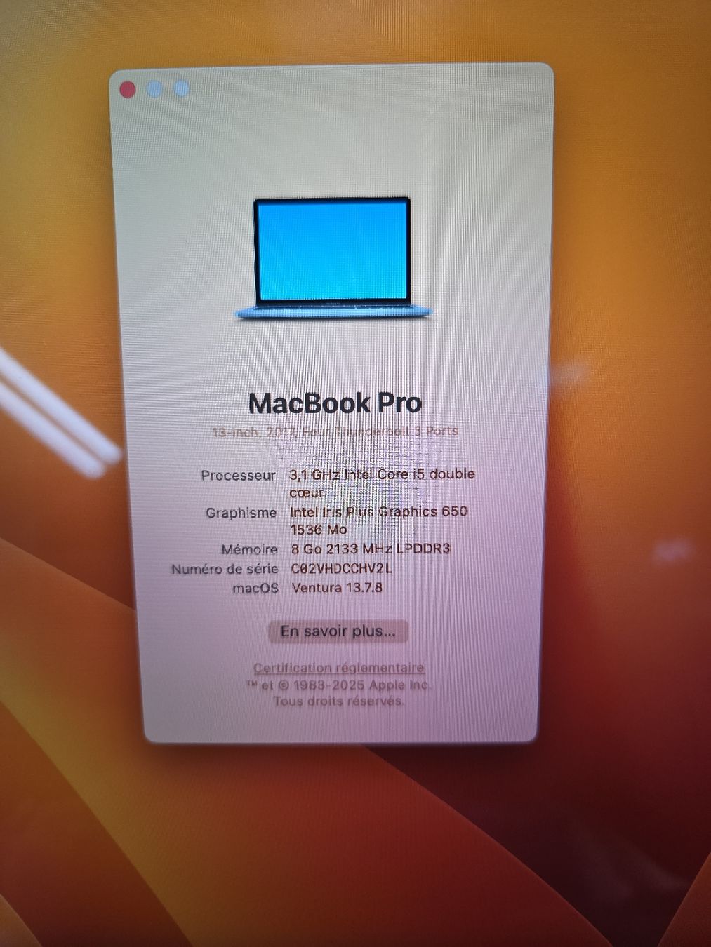 MacBook Pro 13 256 Go Garantie 6 mois 449 CHF (D'occasion) à Meyrin ...
