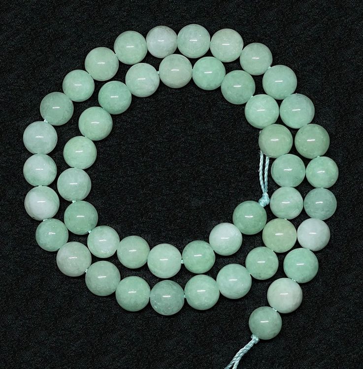 1 Strang echte natürliche grüne Burma Jade Perlen, 8mm | Kaufen auf Ricardo