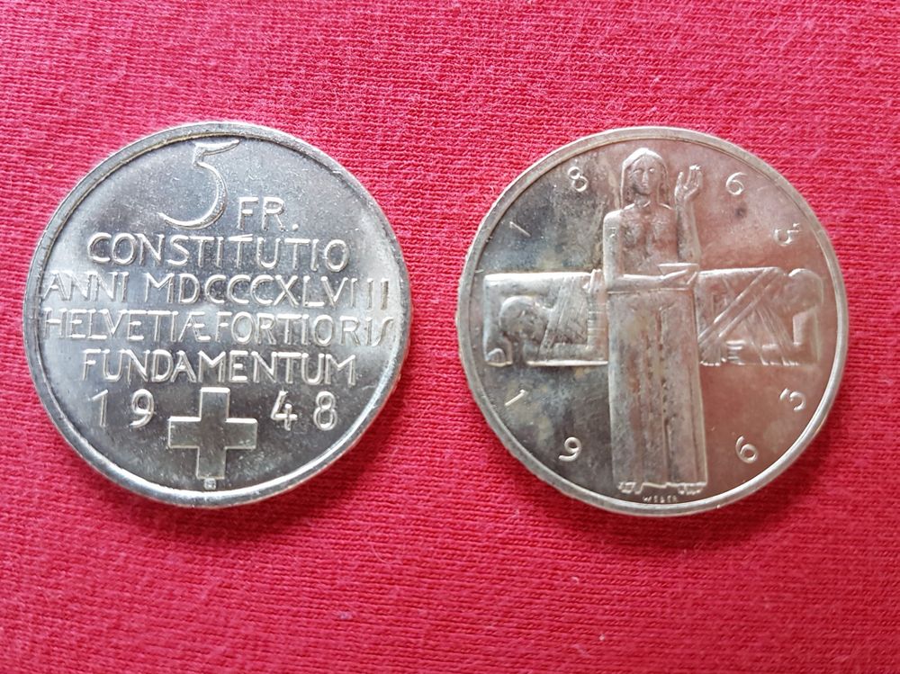 2 x 5 Franken Silber Gedenkmünzen 1948-1963 ab nur 1 Fr !!! (Gebraucht) in Camignolo für CHF 16 ...