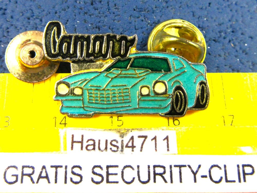 CAMARO CHEVROLET AUTO PIN GOLDIG GLASIERT MIT SECURITY-CLIP (Gebraucht ...