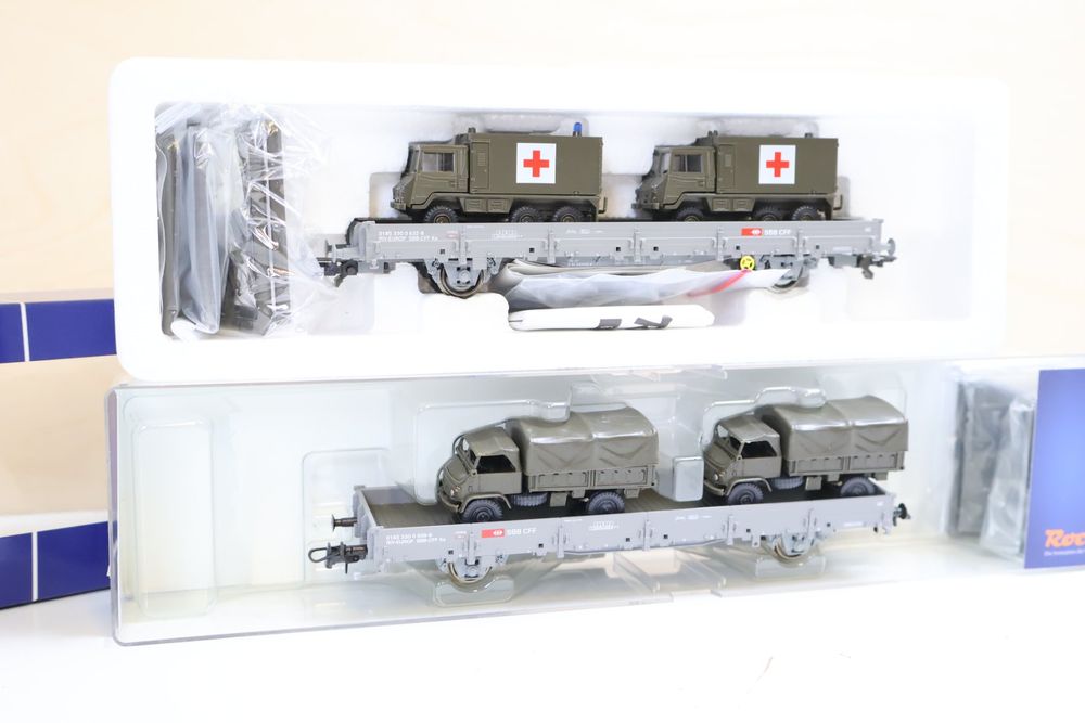 ROCO SBB Armee 2 x Wagen + Militärfahrzeuge 66739 / 66682 (Gebraucht ...