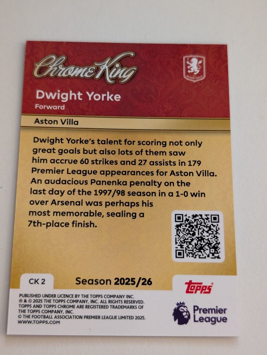 Topps 2026 Premier League Chrome King Dwight Yorke CK 2 (Gebraucht) in ...