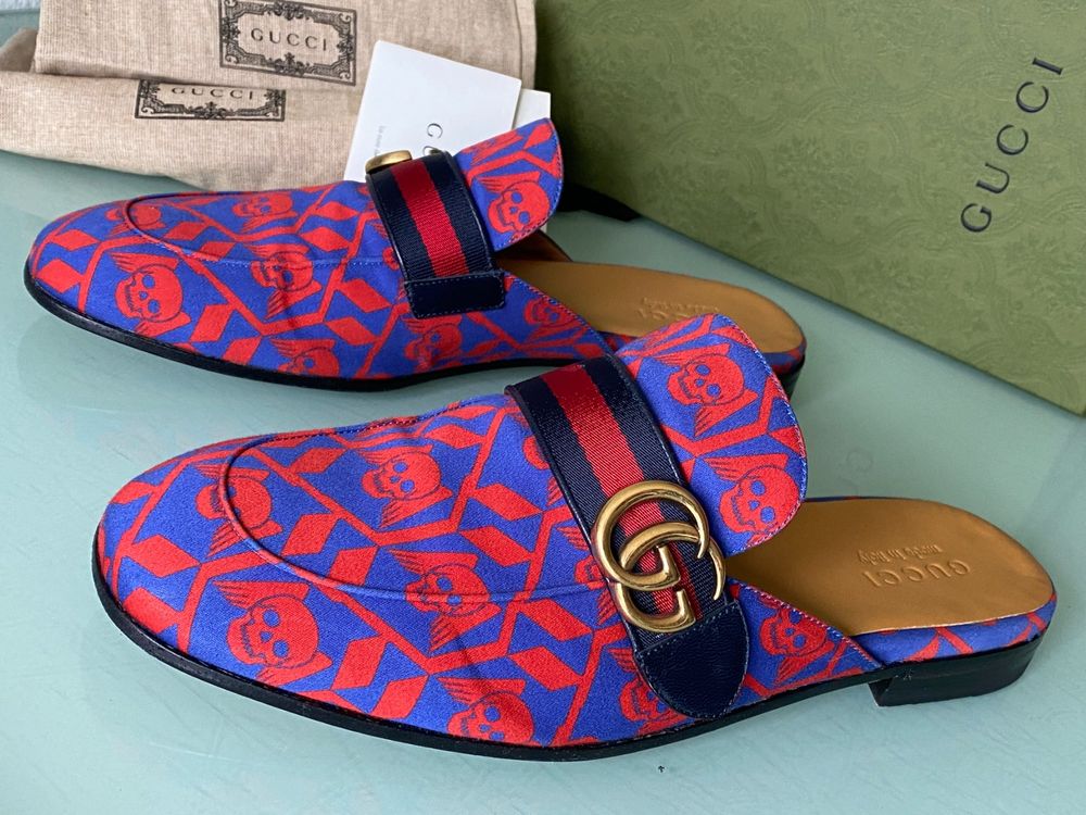 GUCCI Princetown GG Logo Canvas Leder Slide Sandale 42 NEUE (Gebraucht ...