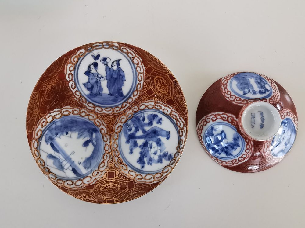 Zwei Tassen mit Untertassen - Japan Mikawachi - Hirado-Ware (Gebraucht ...