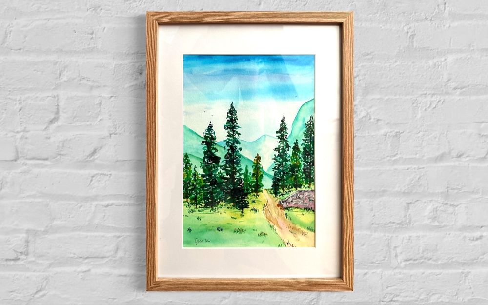 Aquarell Gemälde Wald in Leukerbad (Neu (gemäss Beschreibung)) in Aarburg für CHF 90 – mit ...