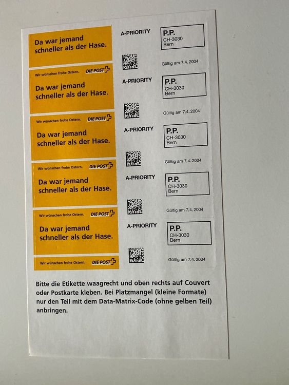 Original Bogen der Schweizer Post Ostermarken 2004 (Gebraucht) in ...