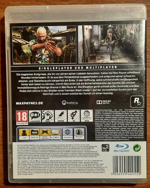 ''Max Payne 3'' für PlayStation 3 (Gebraucht) in Bubendorf für CHF 5 ...