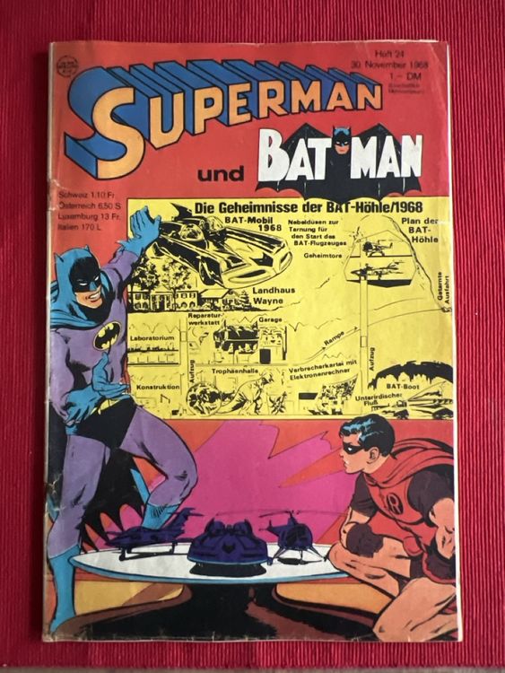 Superman Bat Man 1968 Nr. 24 Original Geheimnisse Bat-Höhle (Gebraucht ...