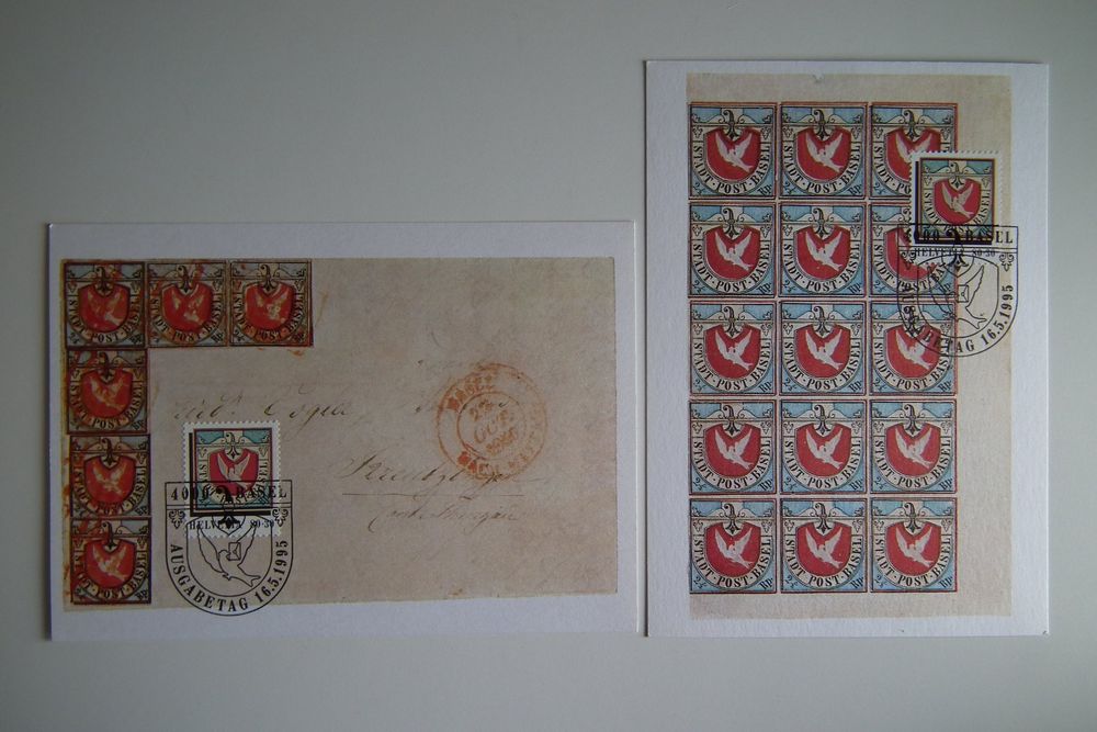 1995 Die Basler Taube, 2 Karten Postmuseum mit Frankatur (Gebraucht) in ...
