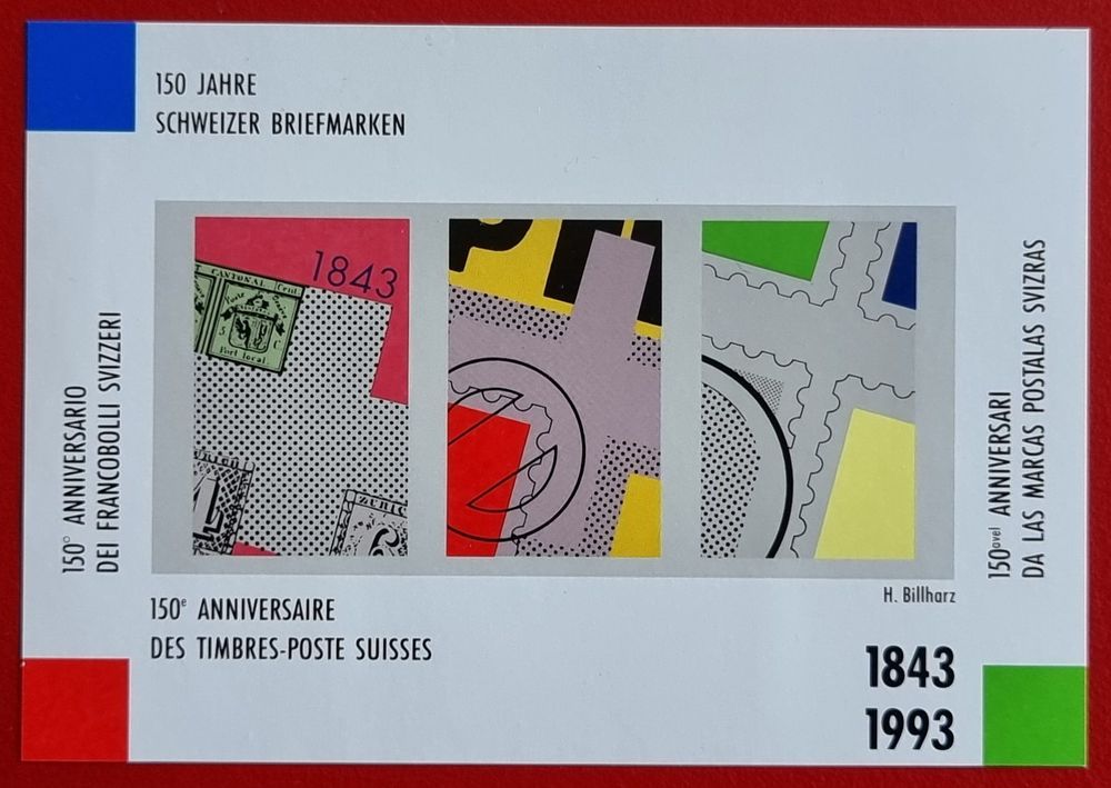 150 JAHRE SCHWEIZER BRIEFMARKEN BLOCK VIGNETTE 1993** (Neu (gemäss ...
