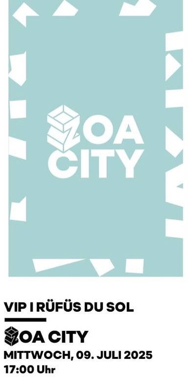 VIP Zoa City Zürich | Rüfüs Du Sol 09.07.2025 | Kaufen auf Ricardo