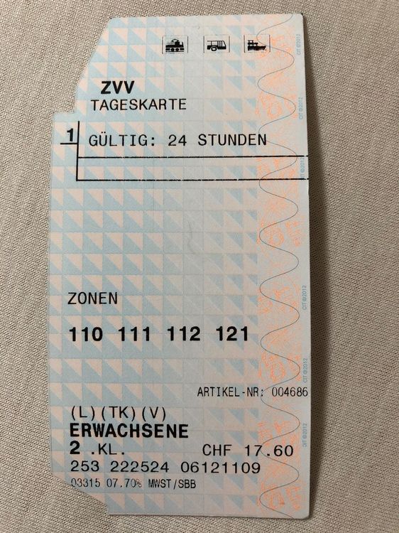 ZVV Tageskarte 110-111-112-121 | Kaufen auf Ricardo