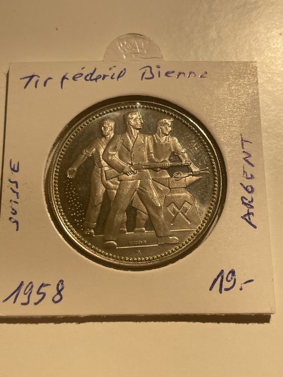 Monnaie Suisse 🇨🇭 tir fédéral Bienne 1958 argent (Gebraucht) in Bussigny für CHF 12 – mit ...