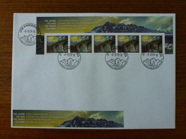 Brief 100 Jahre Lötschbergbahn. ET Ort Kandersteg 7.3.13 (Gebraucht) in Aedermannsdorf für CHF 5 ...