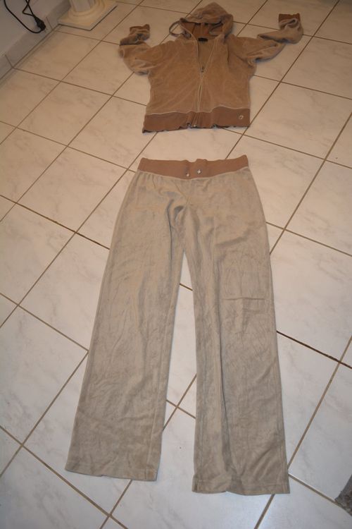90er Samt Jogginganzug Anzug GR.M Beige Pijama Trainer weich (Gebraucht ...