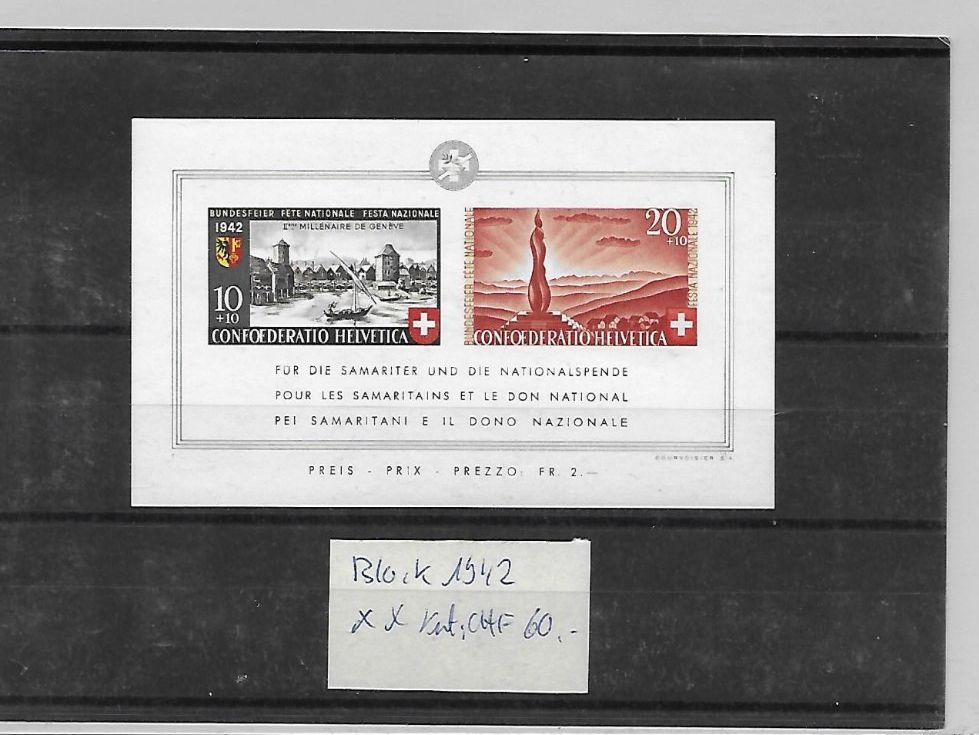 PP Block 1942 ** Kat: CHF 60.- (Neu (gemäss Beschreibung)) in Basel für CHF 8 – mit Lieferung ...