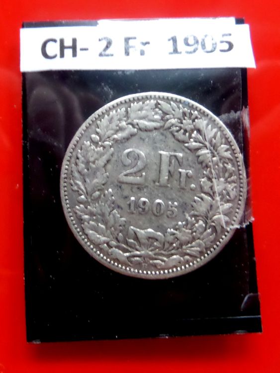 Alter SCHWEIZER 2 Fr / 1905 SILBER Münze ss- | Kaufen auf Ricardo
