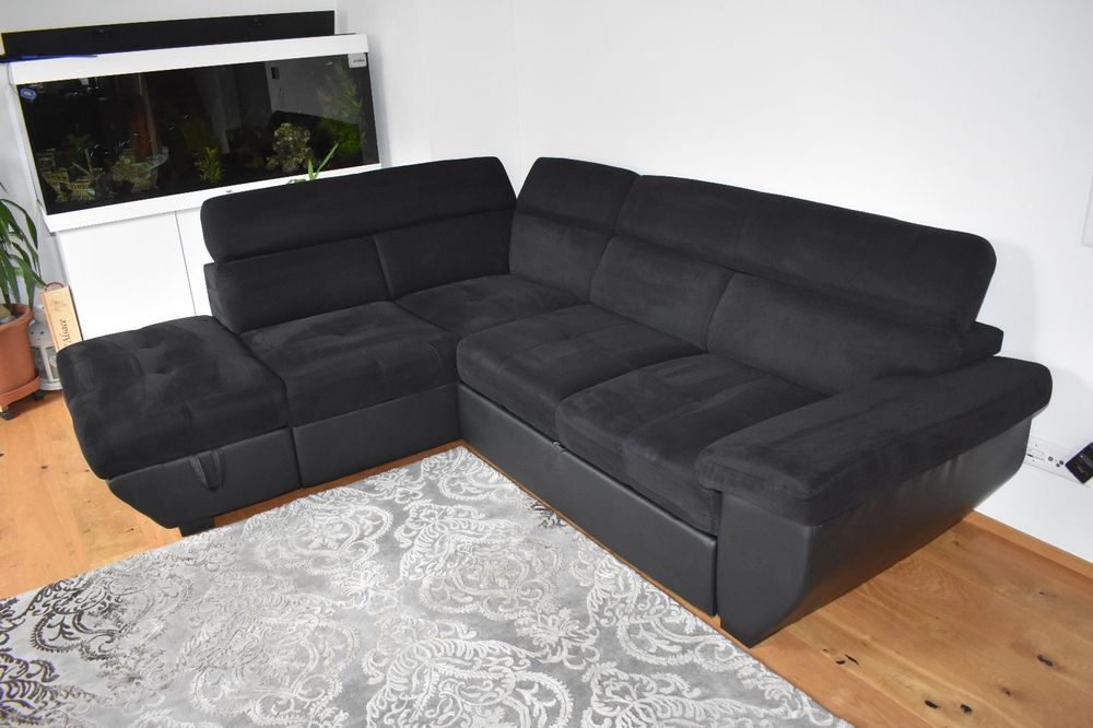schwarzes Velour Sofa Schlafsofa/Lieferung | Kaufen auf Ricardo