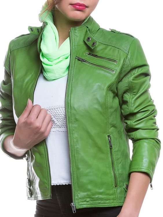 Lederjacke Damen Grun