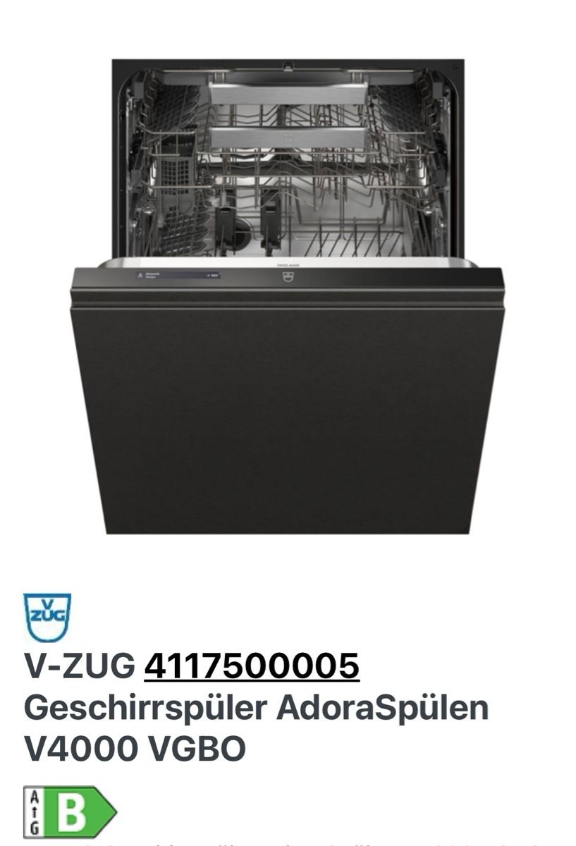 V-ZUG AdoraSpülen V4000 VGBO, 4117500005 EURO Norm 60,er (Neu und ...