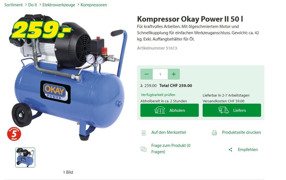 Kompressor 50 l mit Garantie | Kaufen auf Ricardo