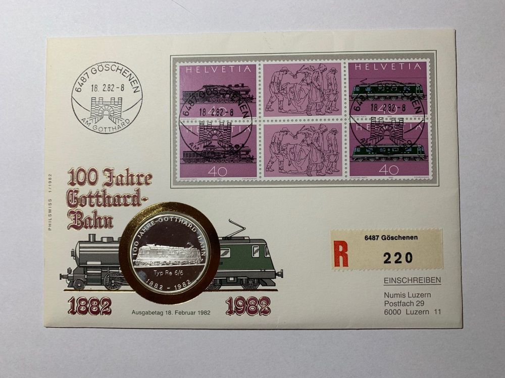 Münzbrief 100 Jahre Gotthardbahn (Neu und originalverpackt) in Chur für CHF 9.1 – mit Lieferung ...