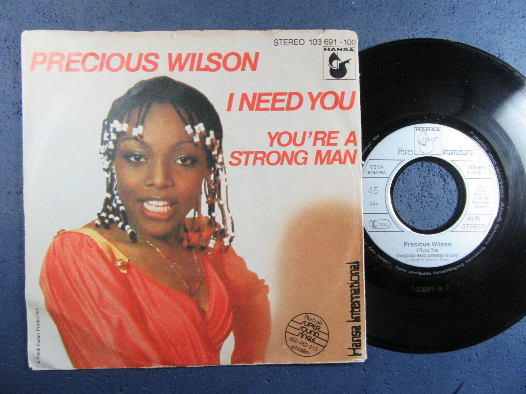 PRECIOUS WILSON " I NEED YOU " YOU'RE A STRONG MAN 45T 7" (Gebraucht) in Ettingen für CHF 1 ...