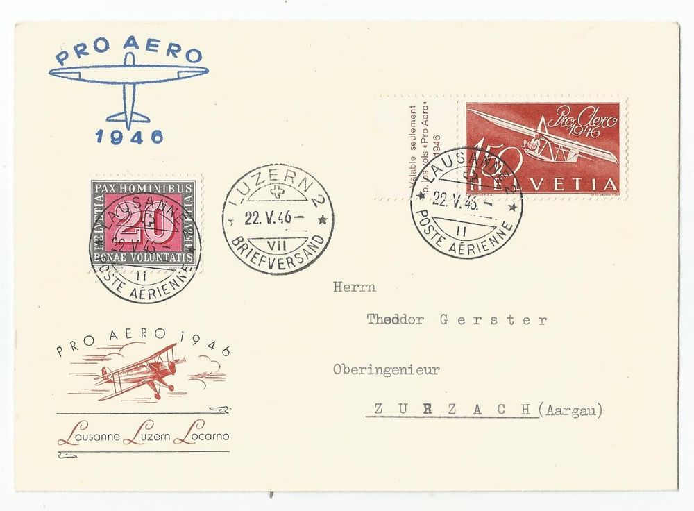 ** PRO AERO - SONDERFLUG JAHR 1946 ** (Gebraucht) in Heimenschwand für CHF 4 – mit Lieferung auf ...