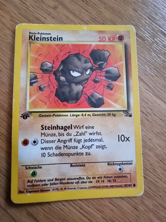 Pokémon Kleinstein 1.Edition Fossil 47/62 DE (076) | Kaufen auf Ricardo