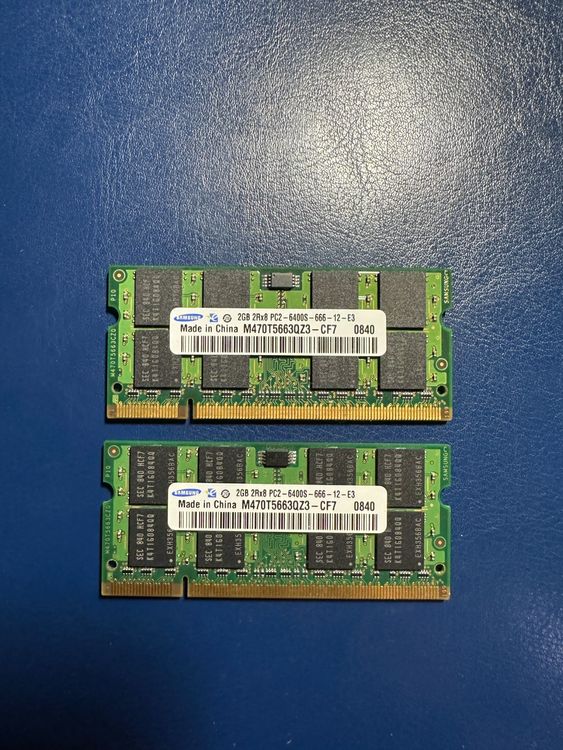 2x Samsung 2GB 2Rx8 PC2 - 6400S - 666 - 12- E3 RAM (Neu (gemäss ...