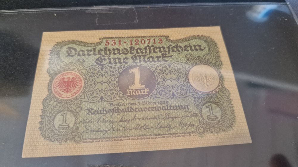 Historische Notenscheine - Reichsbanknote 1 Mark 1920. (Neu und ...