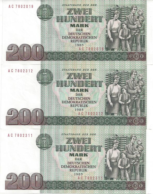 3 sehr schöne 200 Mark Banknoten aud der DDR (Gebraucht) in Zürich für ...