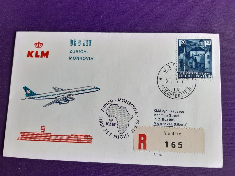 Erstflugbrief Vaduz-Zürich-Monrovia 31.5.1963 (Neu (gemäss Beschreibung)) in Wangs für CHF 3 ...