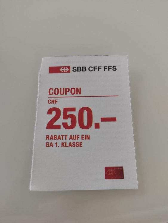 250.- SBB Coupon GA 1. Klasse (Neu und originalverpackt) in Seengen für ...