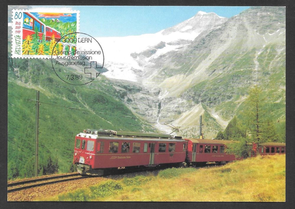 Maximumkarte 773 100 Jahre Räthische Bahn ET Bern 7.3.1989 (Neu (gemäss Beschreibung)) in Olten ...