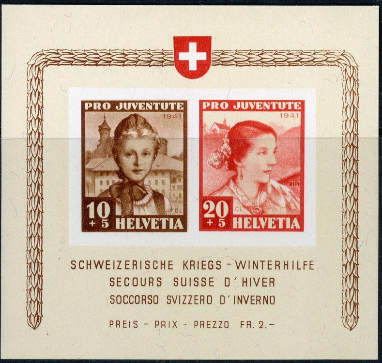 Schweiz 1941 Block Pro Juventute postfrisch (Neu (gemäss Beschreibung)) in Lützelflüh-Goldb für ...
